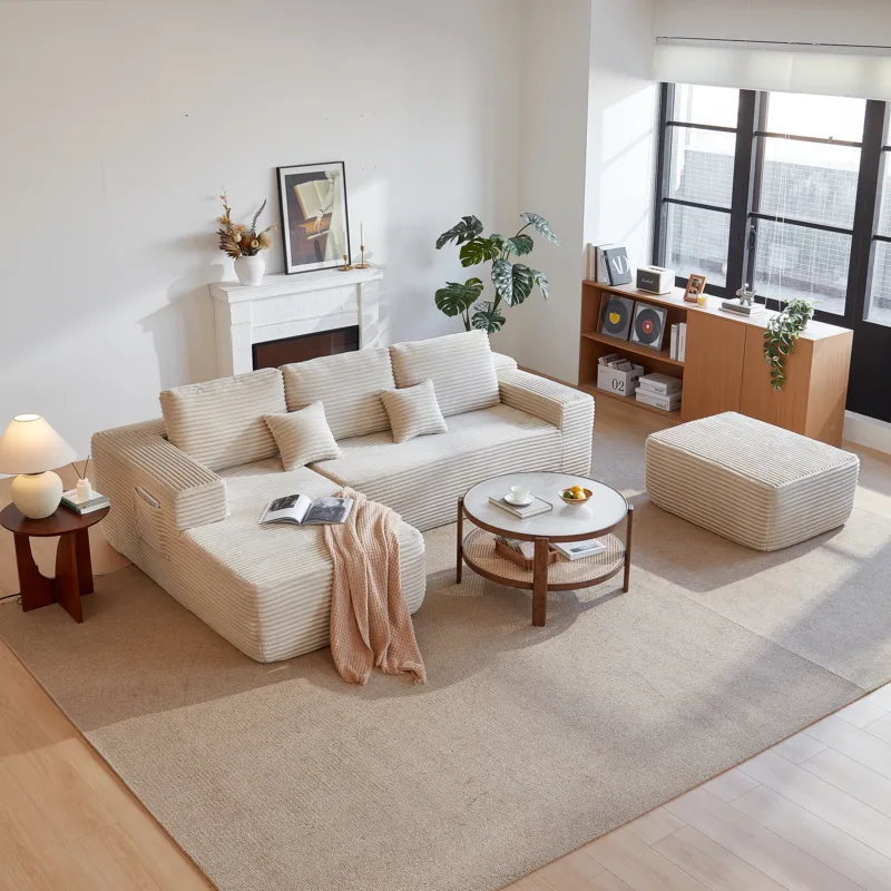 Small-space-friendly sectional compression sofa, white plush from compressed sofa manufacturer ...